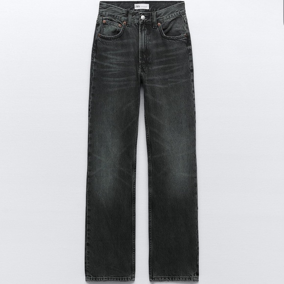 Zara | Jeans | Nwt Zara High Rise Straight Leg Jeans In Washed Black ...